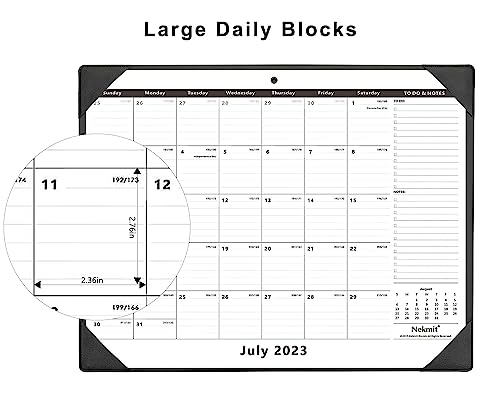 Nekmit Large Desk Calendar 2023-2024 with Black Desk Pad, 22"x17" desktop Calendar, Runs From July 2023 - December 2024 for Home or Office