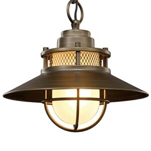 Liam 1-Light Outdoor Pendant, Bronze, Brushed Finish, White Frosted Glass Shade,44244