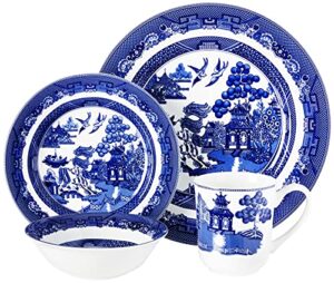 johnson brothers willow blue 4 piece place setting, blue and white