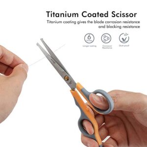 LIVINGO Professional Pet Grooming Scissors for Cats & Dogs, Titanium Coated Safe Rounded Tip and Micro Serrated Trimming Shears for Animal Face, Nose, Ear and Paw Hair, 2 Pack 6.5 inch