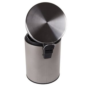 Creative Home 5 Liter/ 1.3 Gallon Round Step Trash Can Wastebasket Garbage Container Bin, Silver