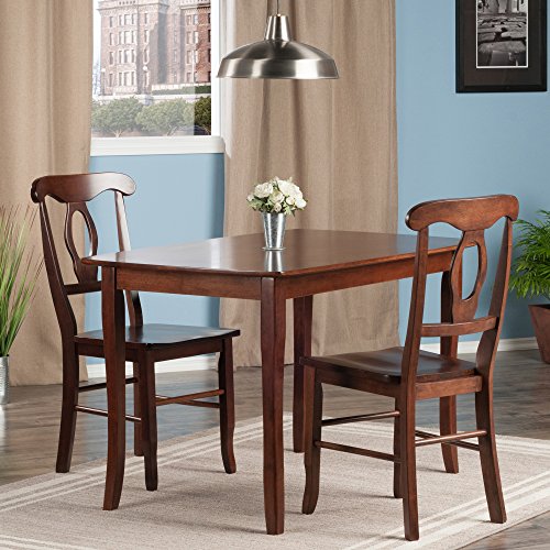 Winsome Wood Inglewood 3-PC Set Table w/ 2 Key Hole Back Chairs Dining, Walnut