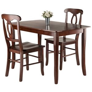 Winsome Wood Inglewood 3-PC Set Table w/ 2 Key Hole Back Chairs Dining, Walnut