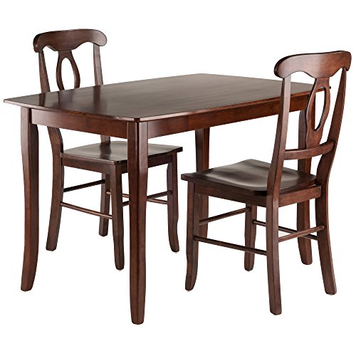 Winsome Wood Inglewood 3-PC Set Table w/ 2 Key Hole Back Chairs Dining, Walnut