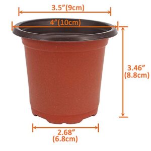 Huvai 100 Pcs 4" Plastic Seedlings Plants Nursery Pots with 100 Pcs Waterproof Plastic Plant Tags and 2Pcs/Set Transplanting Digging Mini Tools