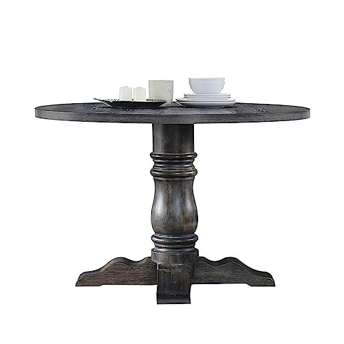 ACME Leventis Dining Table w/Pedestal - - Weathered Gray