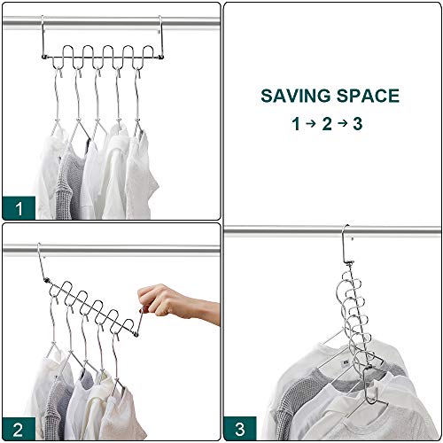 Meetu Magic Cloth Hanger Space Saving Hangers Metal Closet Organizer for Closet Wardrobe Closet Organization Closet System (Pack of 4)