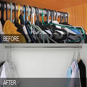 Meetu Magic Cloth Hanger Space Saving Hangers Metal Closet Organizer for Closet Wardrobe Closet Organization Closet System (Pack of 4)