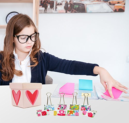 Cute Decorative Binder Clips - Best for Home and Office - Binds and Keeps Stack of Papers Fastened - Organize Papers Beautifully, Neat and in a Fun Way - Medium Size 1" - 32 Pack - Makes A Great Gift