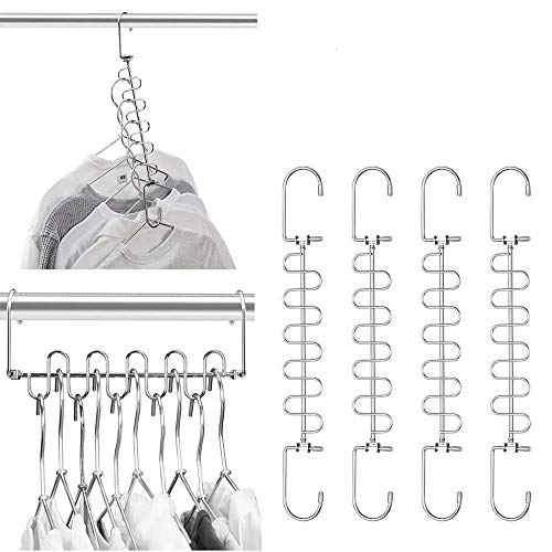 Meetu Closet Organizer 9.5 Inch Cloth Hanger Magic Space Saving Hangers for Closet Wardrobe Closet Organization Closet System (Pack of 8)