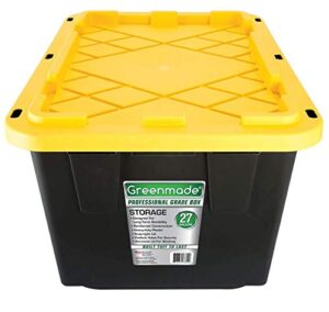 durabilt 27 gal. plastic storage tote, black/yellow (set of 4)