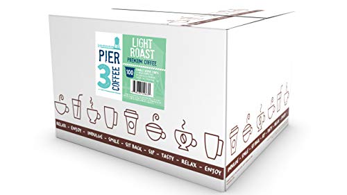 Pier 3 Light Roast Coffee Pods, Compatible with 2.0 K-Cup Brewers, 100 Count