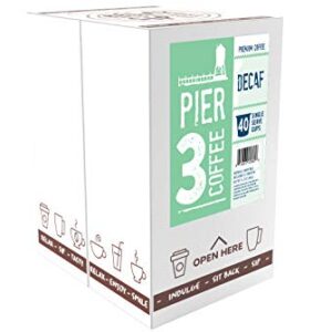 Pier 3 Light Roast Decaf Coffee Pods, Compatible with 2.0 K-Cup Brewers, 40 Count