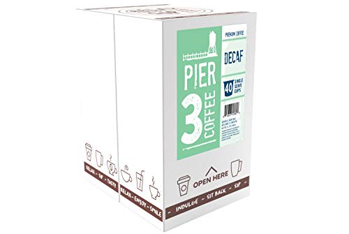 Pier 3 Light Roast Decaf Coffee Pods, Compatible with 2.0 K-Cup Brewers, 40 Count