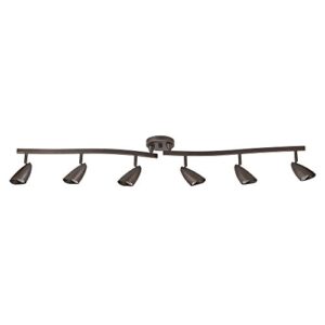 globe electric 59376 6-light adjustable s-shape track lighting, bronze color, oil rubbed finish, bulbs included, track ceiling light, ceiling light fixture, home improvement, kitchen, home décor