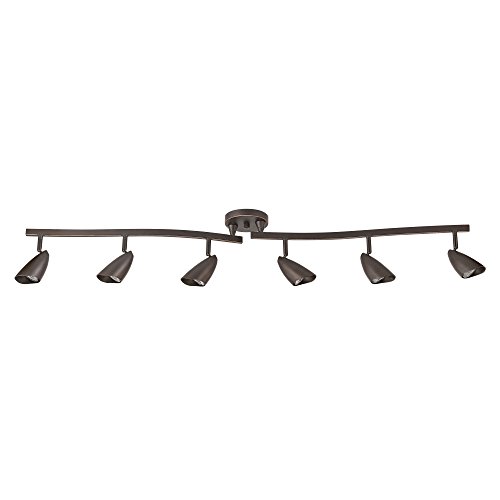 Globe Electric 59376 6-Light Adjustable S-Shape Track Lighting, Bronze Color, Oil Rubbed Finish, Bulbs Included, Track Ceiling Light, Ceiling Light Fixture, Home Improvement, Kitchen, Home Décor