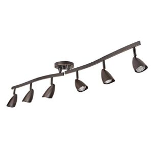 Globe Electric 59376 6-Light Adjustable S-Shape Track Lighting, Bronze Color, Oil Rubbed Finish, Bulbs Included, Track Ceiling Light, Ceiling Light Fixture, Home Improvement, Kitchen, Home Décor