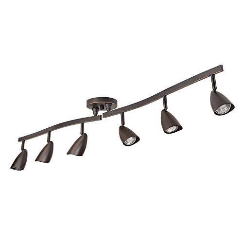 Globe Electric 59376 6-Light Adjustable S-Shape Track Lighting, Bronze Color, Oil Rubbed Finish, Bulbs Included, Track Ceiling Light, Ceiling Light Fixture, Home Improvement, Kitchen, Home Décor