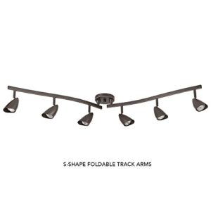 Globe Electric 59376 6-Light Adjustable S-Shape Track Lighting, Bronze Color, Oil Rubbed Finish, Bulbs Included, Track Ceiling Light, Ceiling Light Fixture, Home Improvement, Kitchen, Home Décor