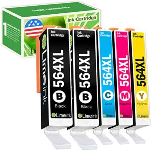 limeink 5 pk remanufactured 564xl new generation ink cartridges set (1 black 1 photoblack 1 cyan 1 magenta 1 yellow) for hp photosmart 5520 5510 6520 6510 7510 7515 7520 7525 b8550 c5300 printers