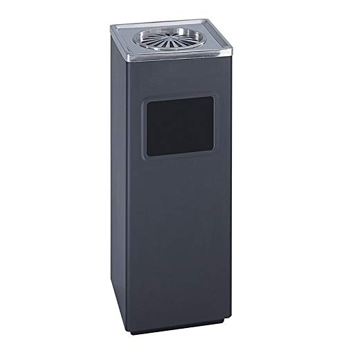 Pemberly Row Outdoor Waste Bin Black Square Ash and Trash Receptacle in Black