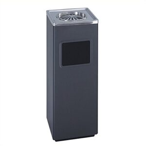 Pemberly Row Outdoor Waste Bin Black Square Ash and Trash Receptacle in Black