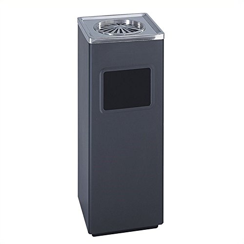 Pemberly Row Outdoor Waste Bin Black Square Ash and Trash Receptacle in Black