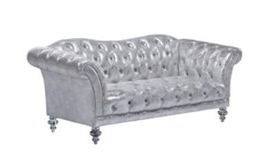 acme furniture dixie loveseat, metallic silver