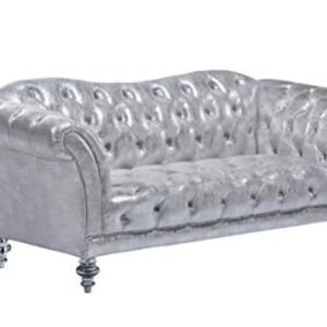 ACME Furniture Dixie Loveseat, Metallic Silver