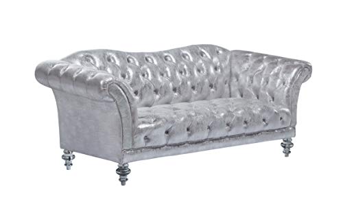 ACME Furniture Dixie Loveseat, Metallic Silver