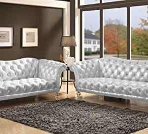 ACME Furniture Dixie Loveseat, Metallic Silver