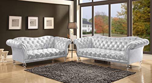 ACME Furniture Dixie Loveseat, Metallic Silver