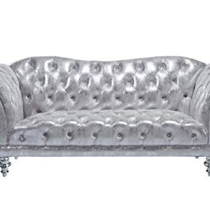 ACME Furniture Dixie Loveseat, Metallic Silver