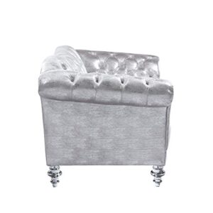 ACME Furniture Dixie Loveseat, Metallic Silver