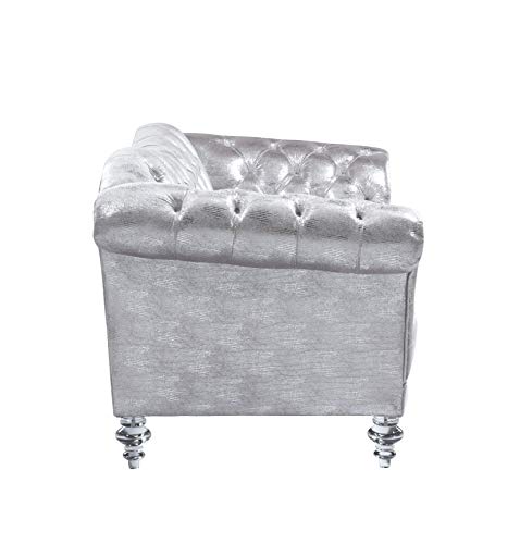 ACME Furniture Dixie Loveseat, Metallic Silver