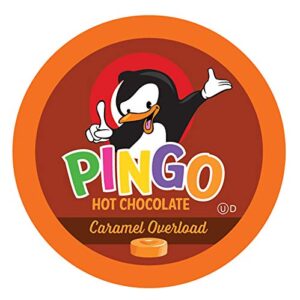 pingo hot chocolate pods for keurig k-cup brewers, caramel overload 40 count