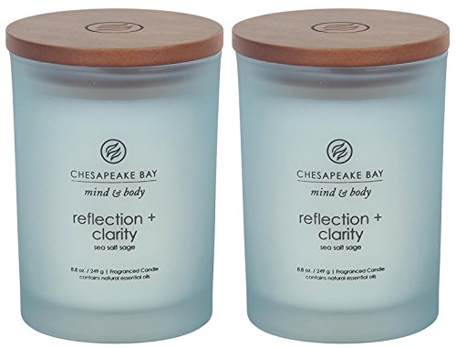 Chesapeake Bay Candle Scented Candles, Reflection + Clarity (Sea Salt Sage), Medium (2-Pack)