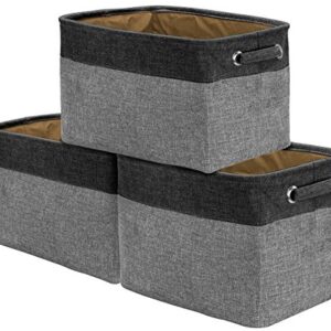 Sorbus Fabric Storage Cubes 15 Inch- Big Sturdy Collapsible Canvas Storage Bins with Dual Handles- Foldable Closet Cubes- Decorative Storage Baskets for Shelves | Home & Office Use- 3 Pack| Grey/Tan