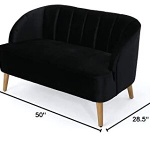 Christopher Knight Home Amaia Modern Velvet Sofa, Black / Walnut