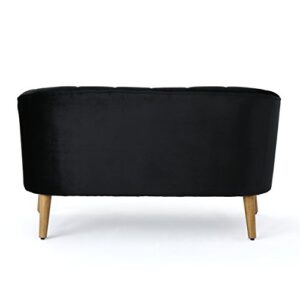 Christopher Knight Home Amaia Modern Velvet Sofa, Black / Walnut