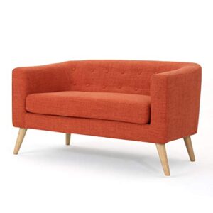 christopher knight home bridie mid-century modern loveseat, muted orange fabric