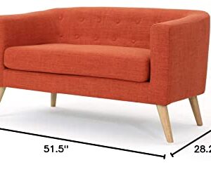 Christopher Knight Home Bridie Mid-Century Modern Loveseat, Muted Orange Fabric