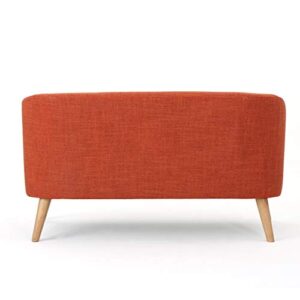 Christopher Knight Home Bridie Mid-Century Modern Loveseat, Muted Orange Fabric