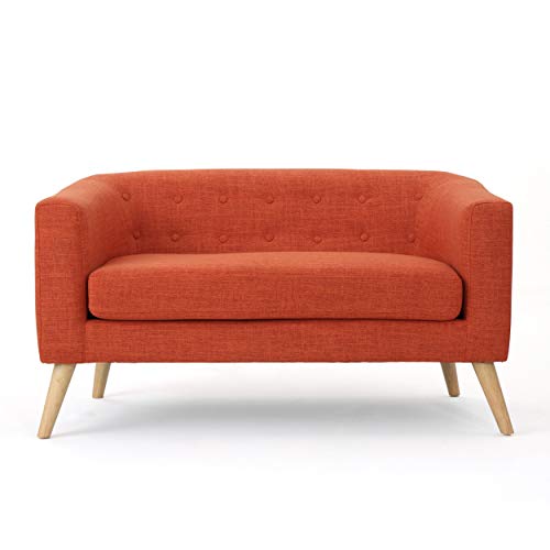 Christopher Knight Home Bridie Mid-Century Modern Loveseat, Muted Orange Fabric