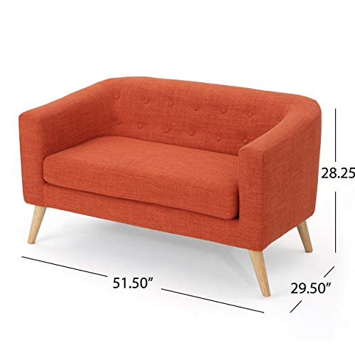 Christopher Knight Home Bridie Mid-Century Modern Loveseat, Muted Orange Fabric