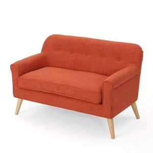 christopher knight home mariah mid-century modern loveseat, muted orange