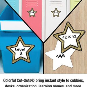 Carson Dellosa – Gold Glitter Stars Colorful Cut-Outs, Classroom Décor, 36 Pieces