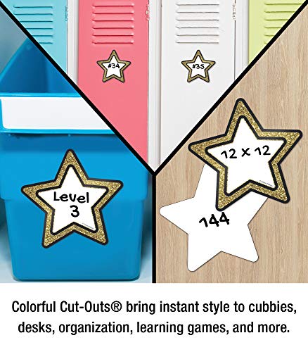 Carson Dellosa – Gold Glitter Stars Colorful Cut-Outs, Classroom Décor, 36 Pieces