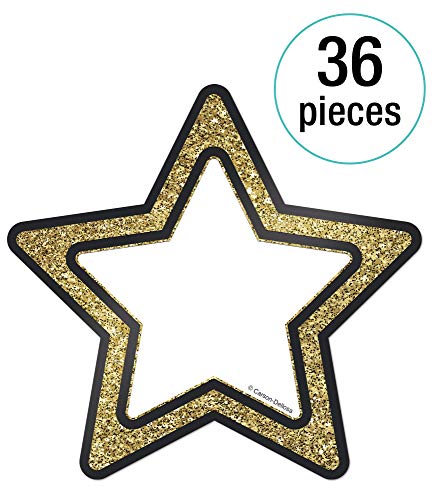 Carson Dellosa – Gold Glitter Stars Colorful Cut-Outs, Classroom Décor, 36 Pieces