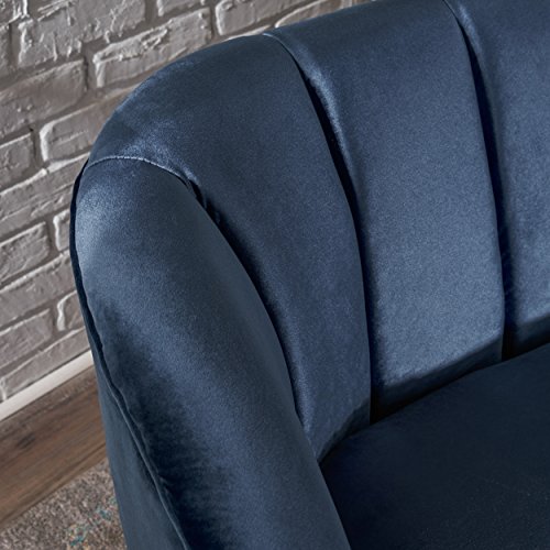 Christopher Knight Home Amaia Modern Velvet Sofa, Cobalt / Walnut